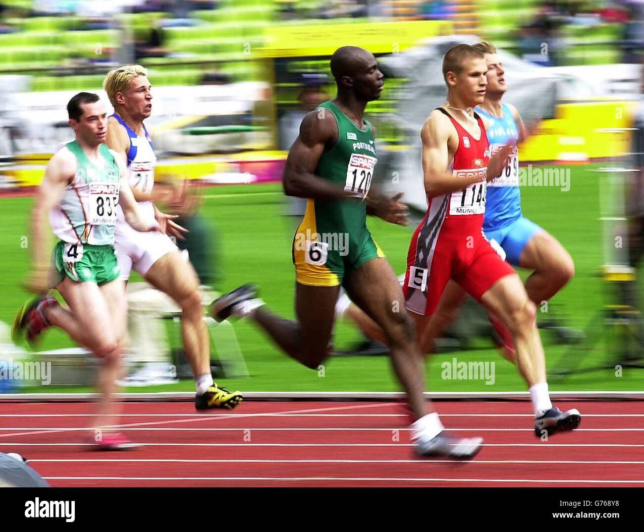100m Final at the European Athletics Stock Photo - Alamy