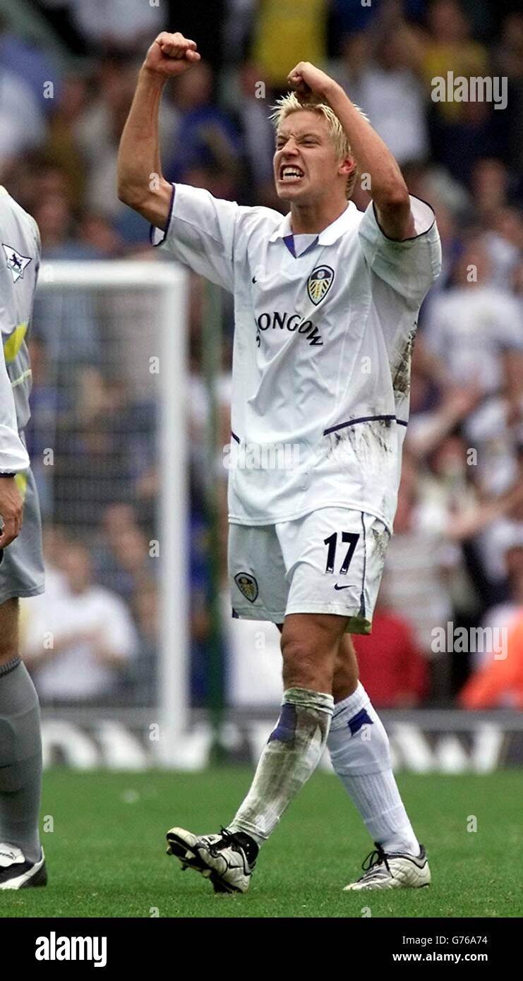 Leeds United's Alan Smith celebrates his team's 1-0 win over Manchester ...