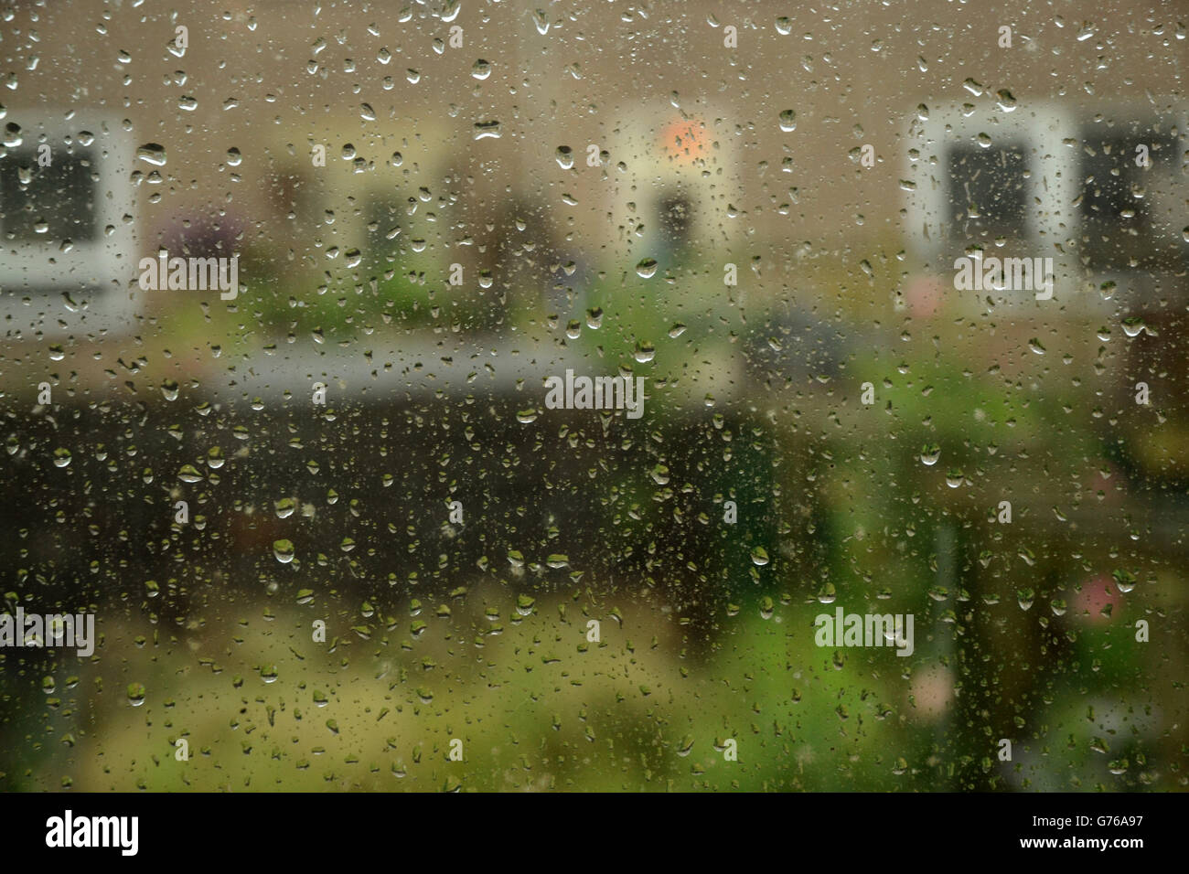 A rainy day in Limburg. Raindrops on window Stock Photo - Alamy