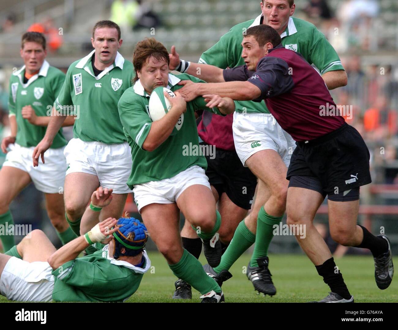 Ireland v Georgia. Ireland's James Byrne (with ball) on the attack ...