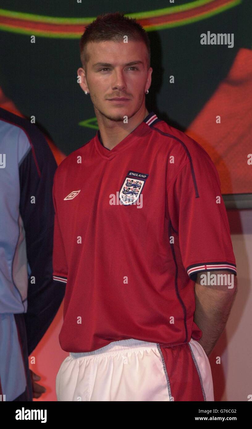 Beckham models new England Kit Stock Photo - Alamy