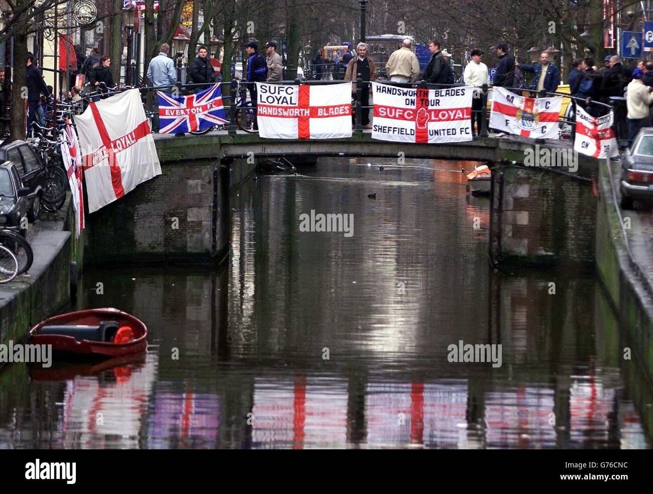 England fans display their flags in Amsterdam Stock Photo - Alamy