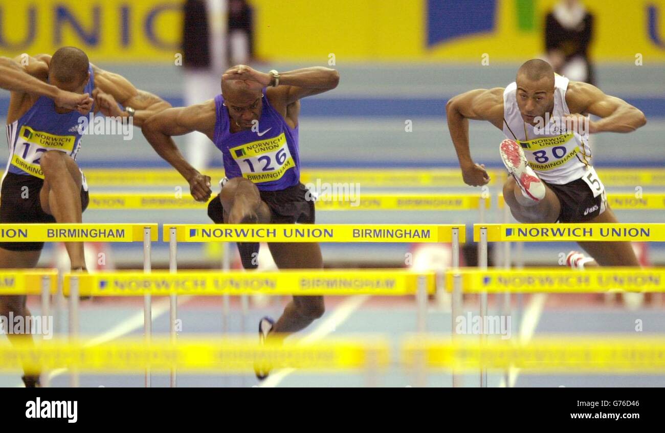 Birmingham men hurdles Stock Photo - Alamy