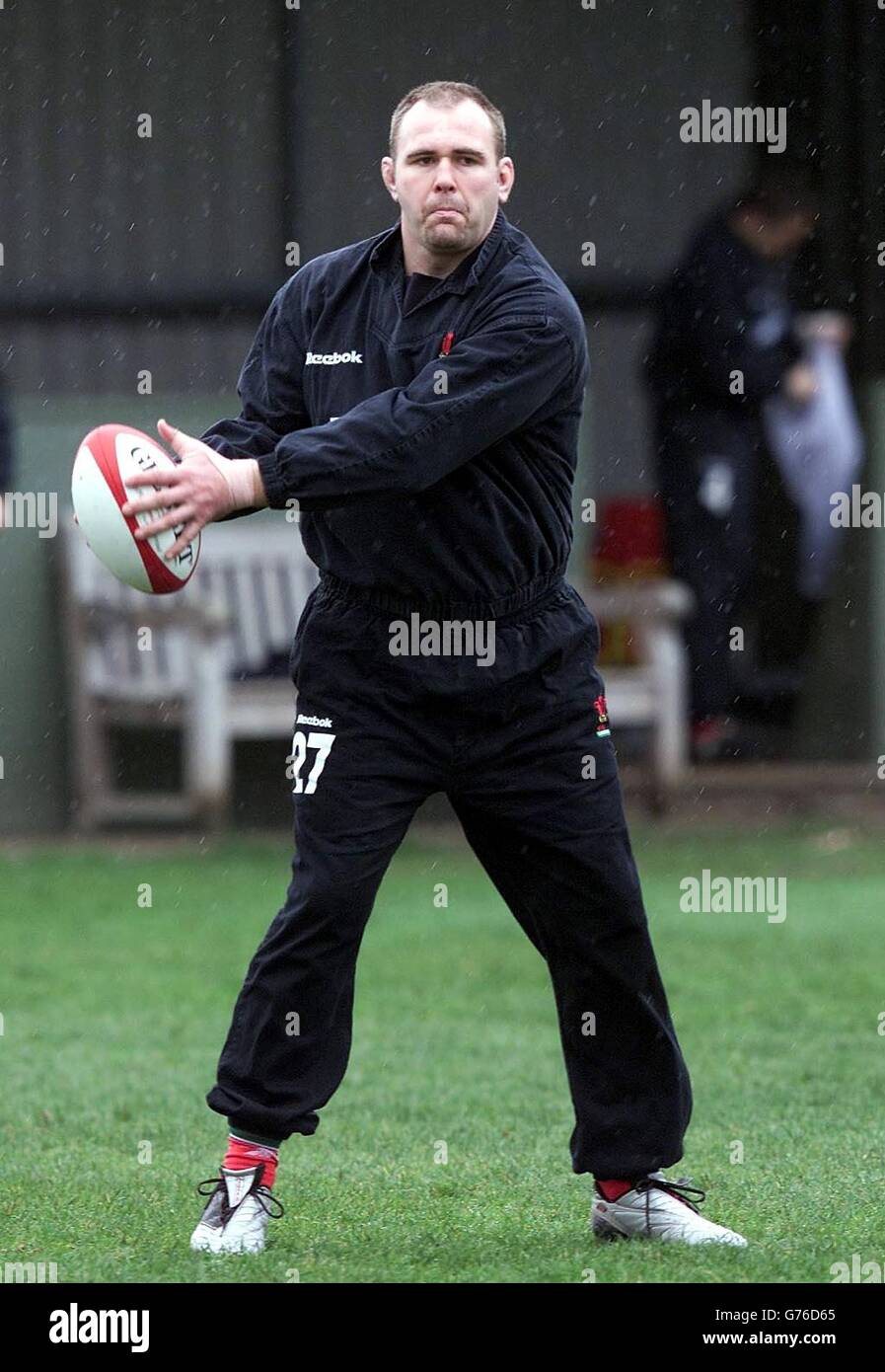Wales captain scott quinnell training sophia gardens hi-res stock ...