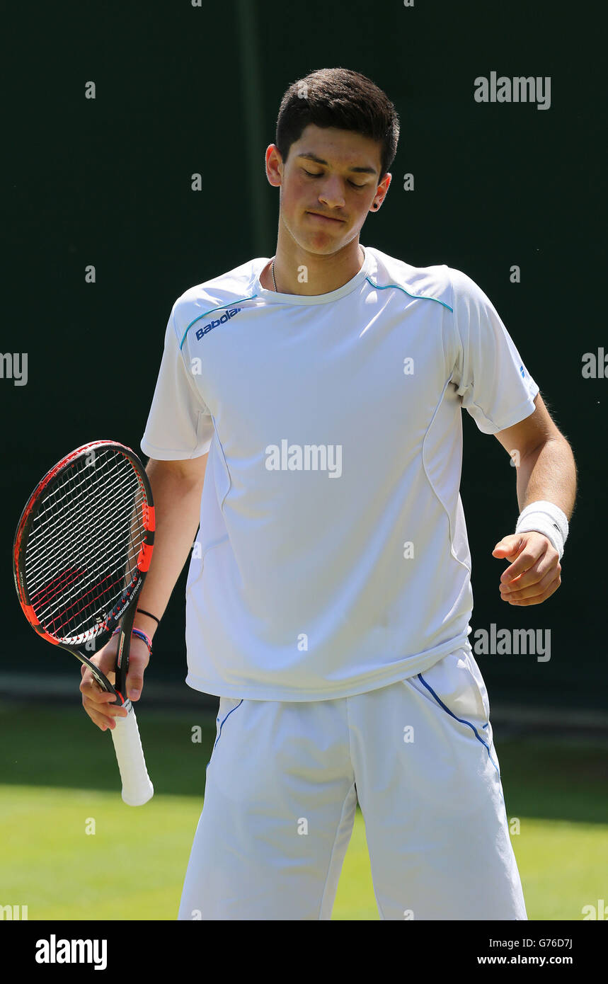 Great Britain's Julian Cash in his Boys' Singles match against USA's ...