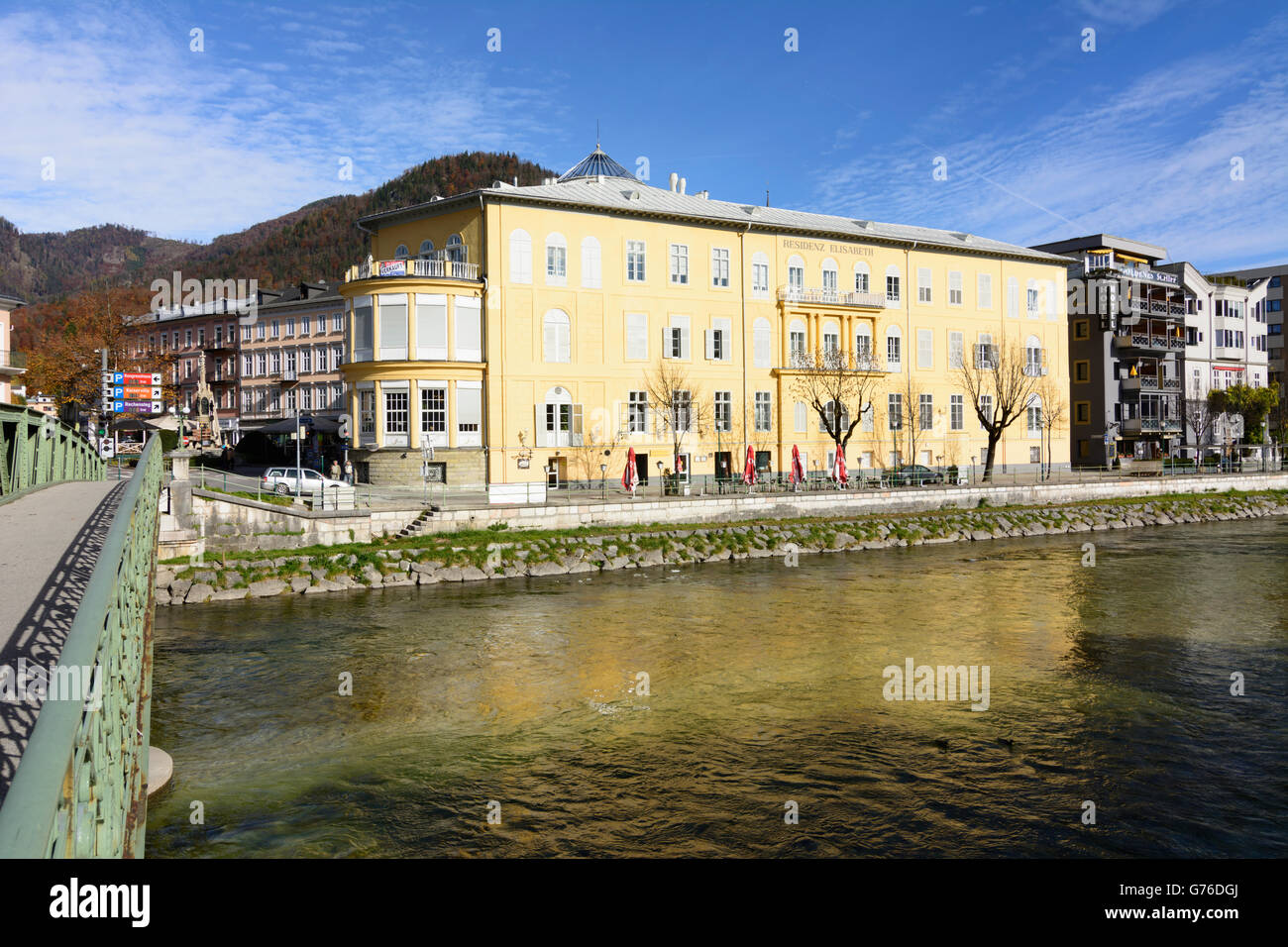 former Hotel Elisabeth, river Traun, Bad Ischl, Austria, Oberösterreich ...