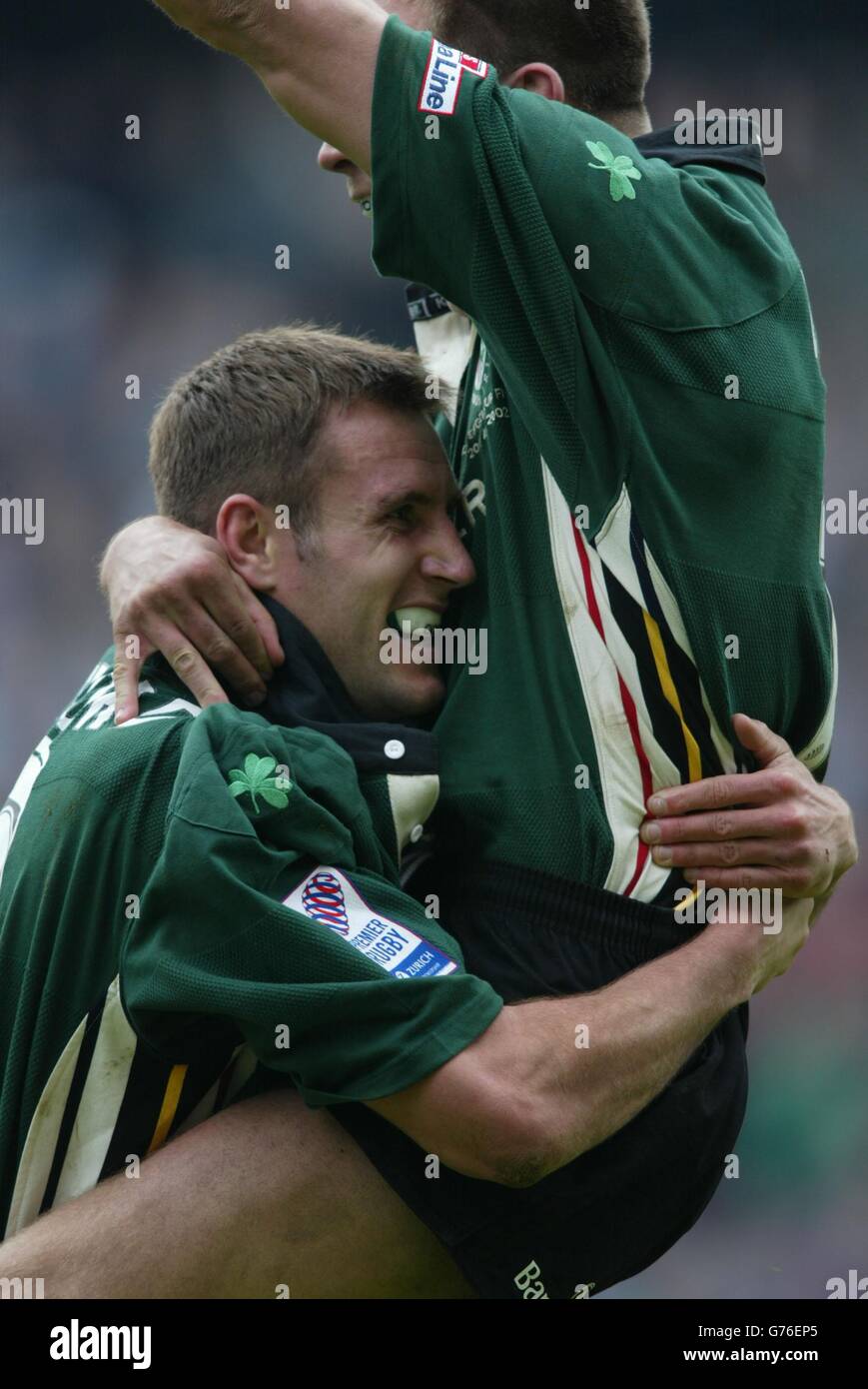 London Irish's Michael Horak (left) celebrates with Justin Bishop after ...
