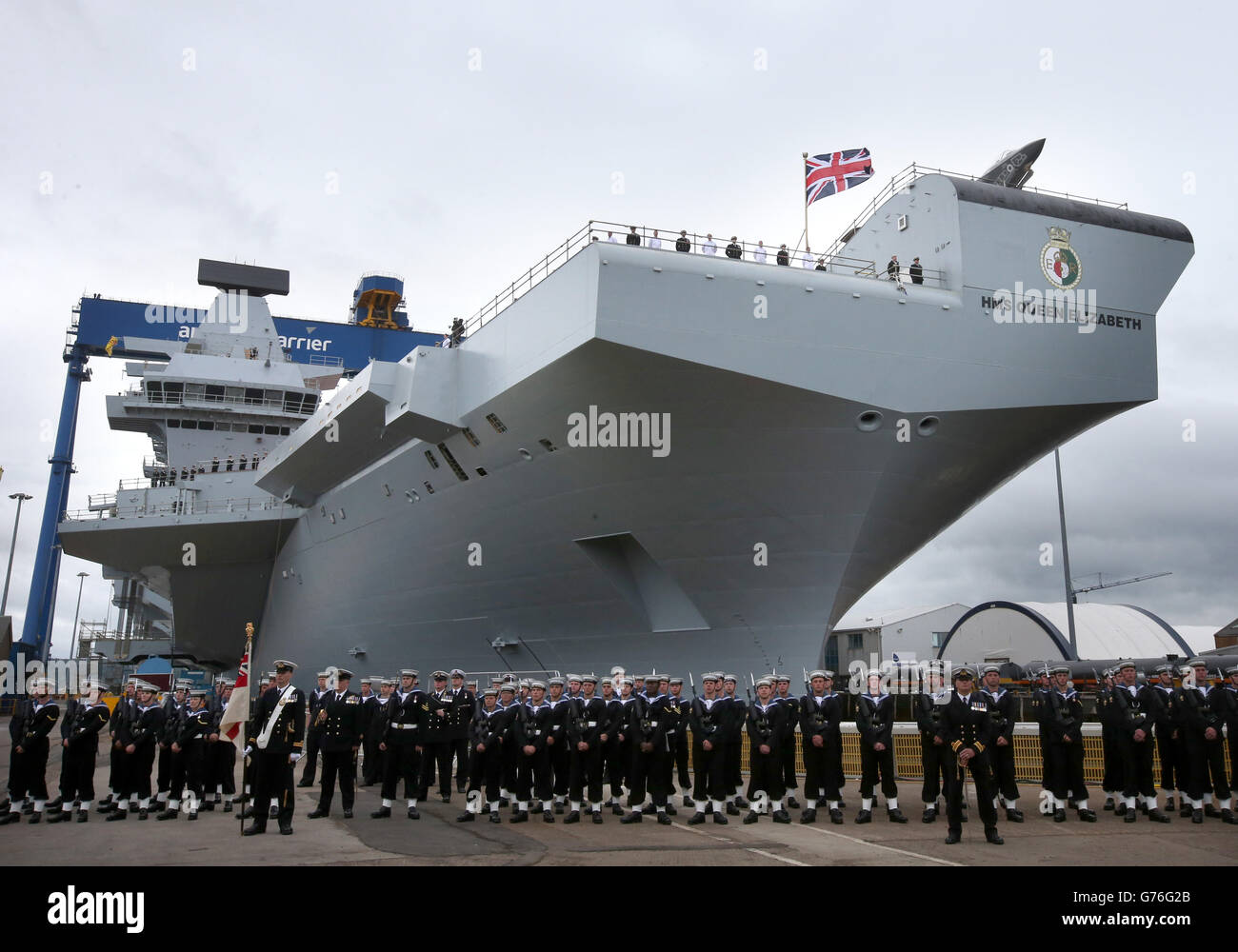 HMS Queen Elizabeth in Rosyth Dockyard, Fife, as Queen Elizabeth II ...