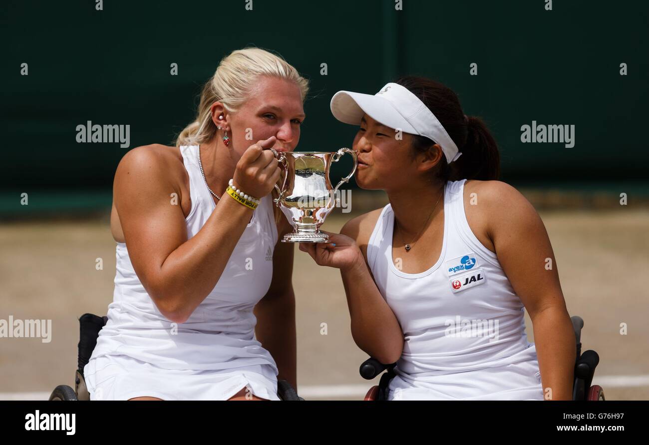 Yui Kamij, (right)i and Jordanne Whiley, (left) celebrate with the ...
