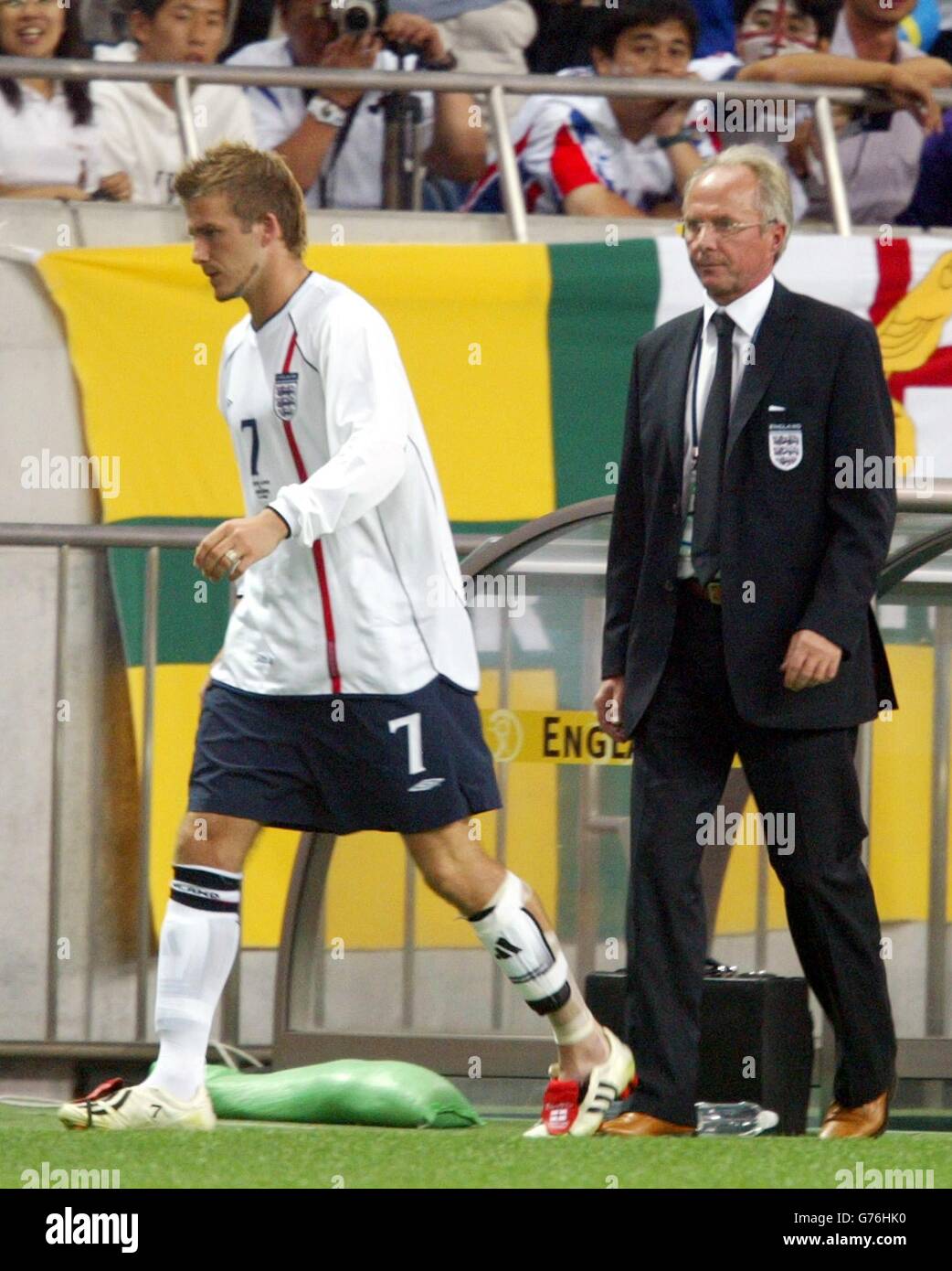 England coach Sven-Goran Eriksson and captain David Beckham leave the ...