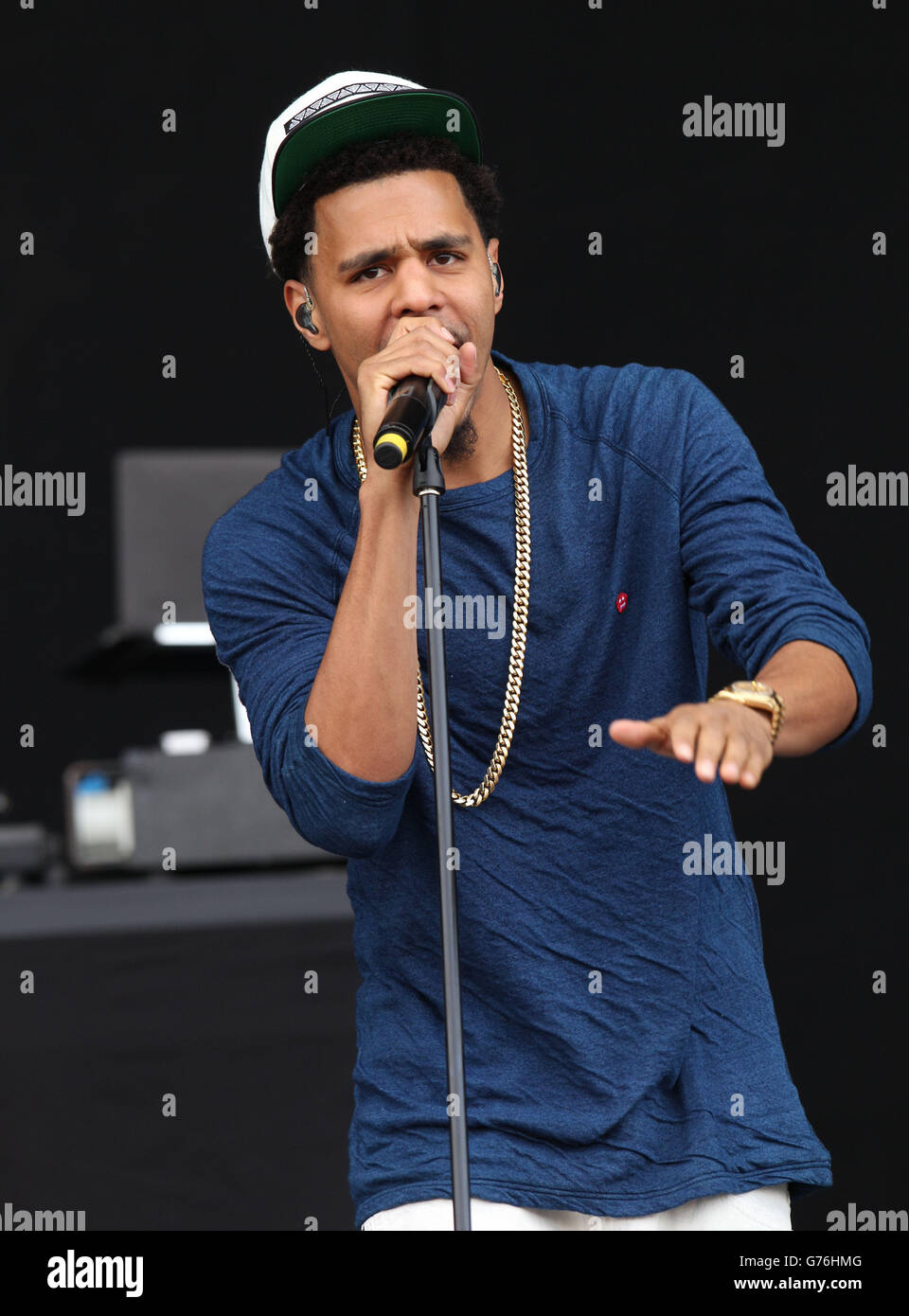 J. Cole performing on the Main Stage at the Wireless Festival in ...