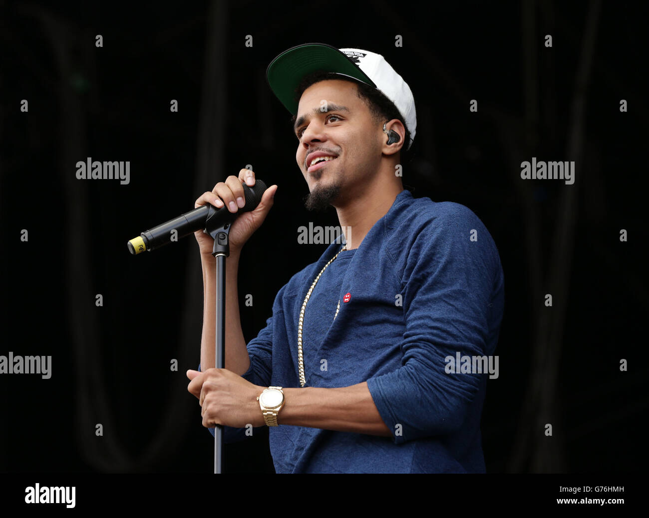 J. Cole performing on the Main Stage at the Wireless Festival in ...