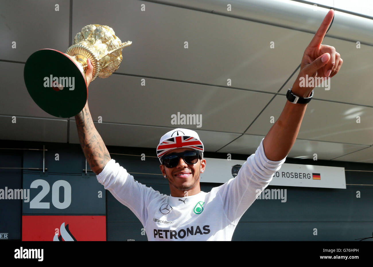 Mercedes' Lewis Hamilton celebrates winning the the 2014 British Grand ...