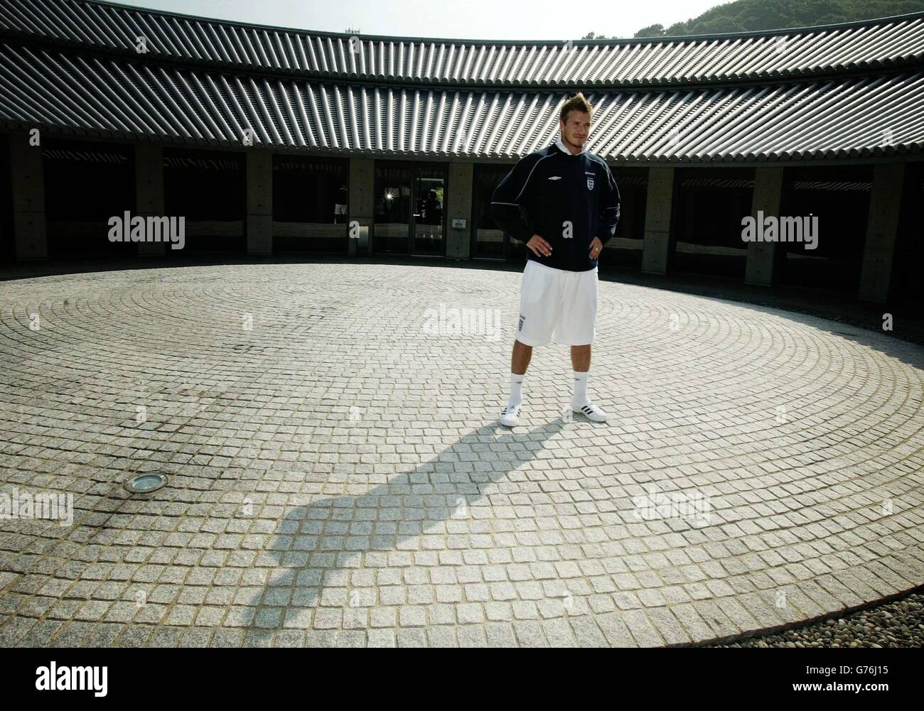 England captain David Beckham on top of the Amphitheatre, next to the ...