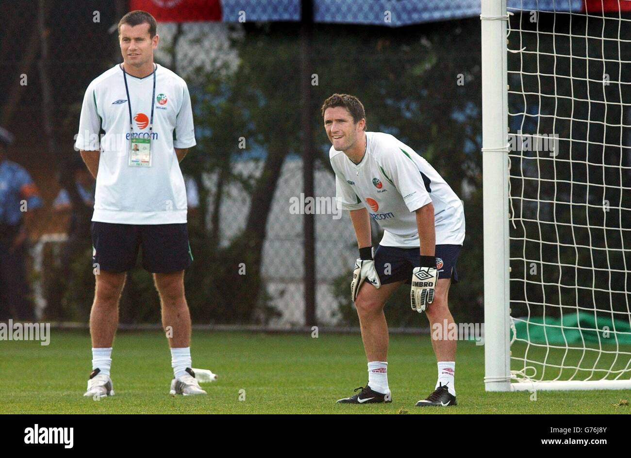 Regular goalkeeper, Shay Given, does not look unduly worried as Robbie ...