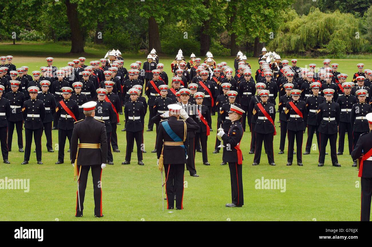 The Duke of Edinburgh (front centre) salutes Royal Marine Cadets ...