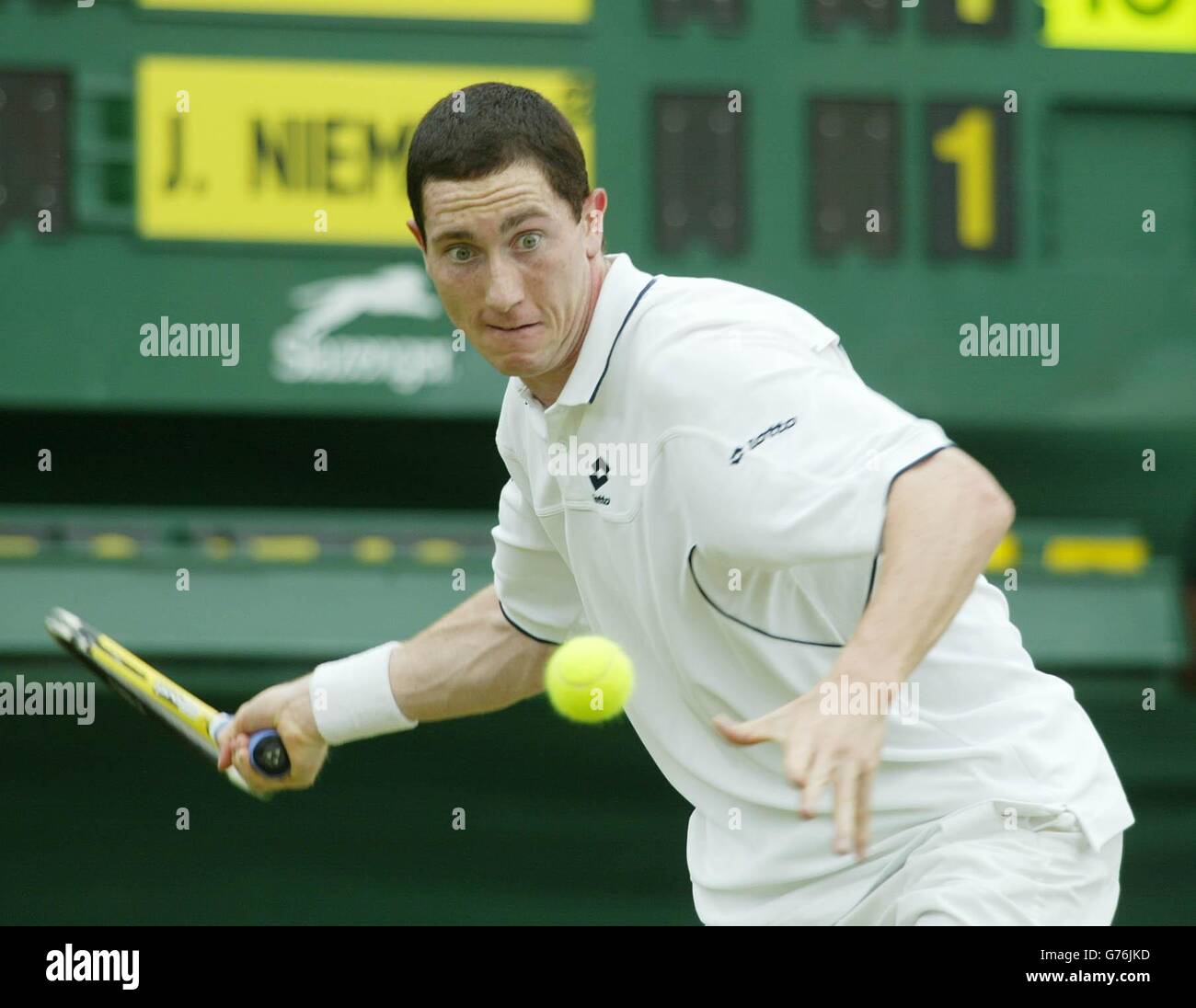 , NO COMMERCIAL USE. Britain's Alan Mackin in action against Jarkko ...