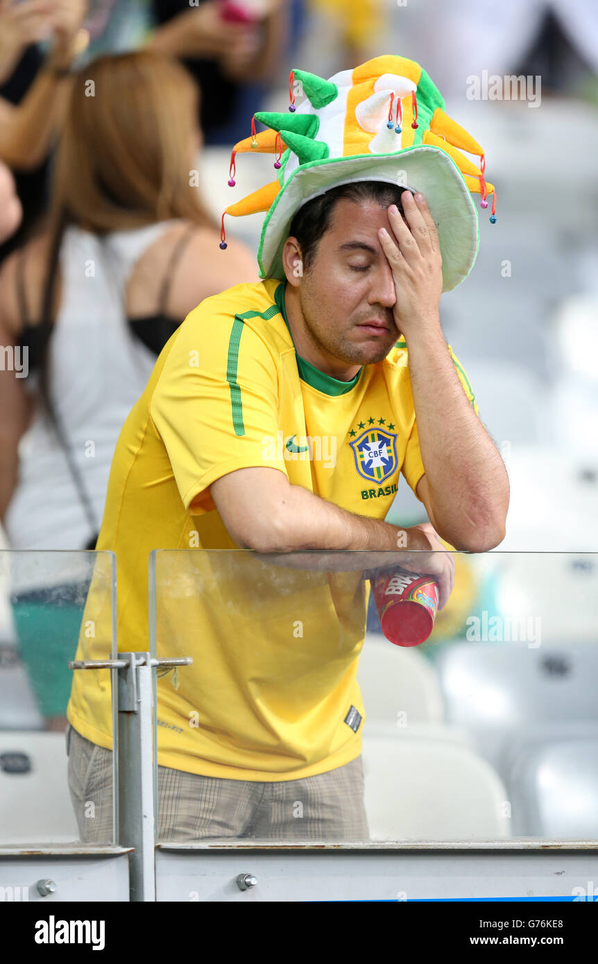 Brazil fans dejected after the final whistle during the FIFA World Cup ...