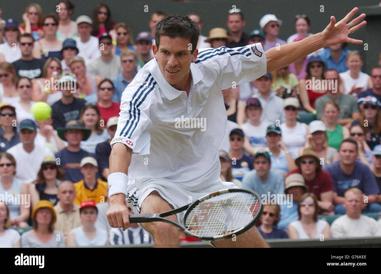 Sport tennis action court hitting ball tim henman hi-res stock ...