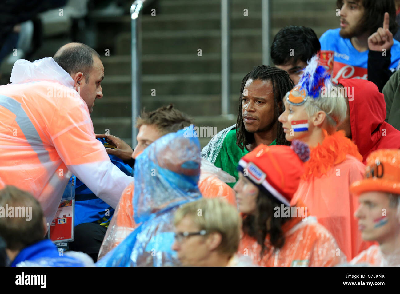 Former Netherlands player Edgar Davids (centre right) in the stands ...