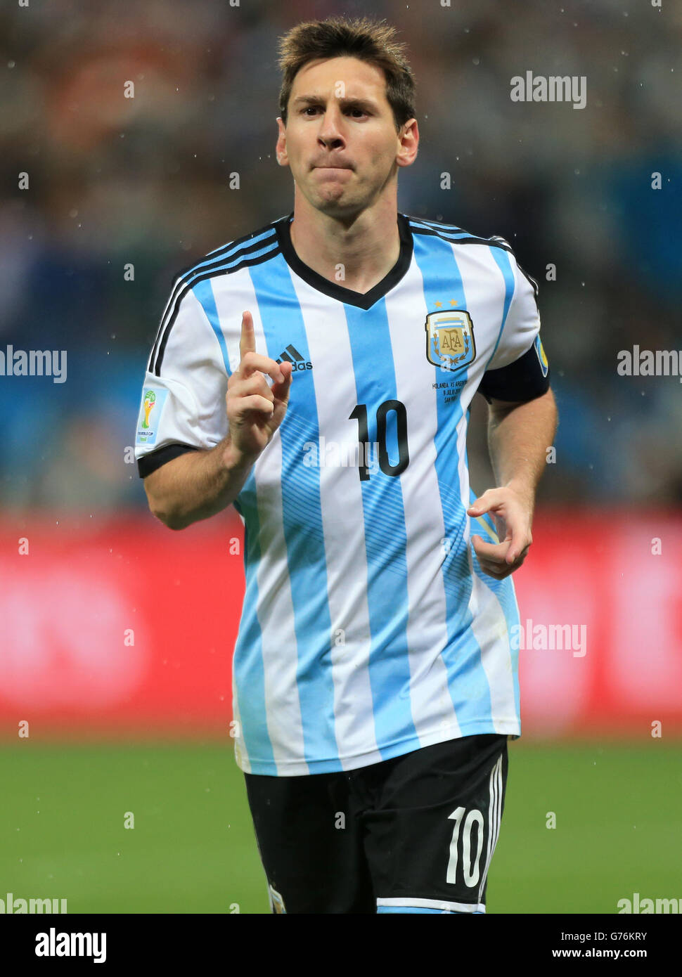 Argentinas Lionel Messi Celebrates Scoring His Penalty During The
