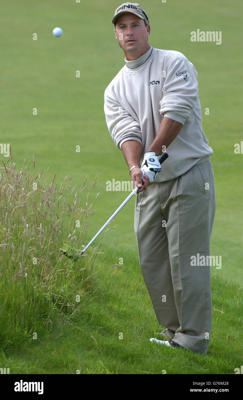 USA's Dean Wilson chips onto the 17th green, during the first round of ...