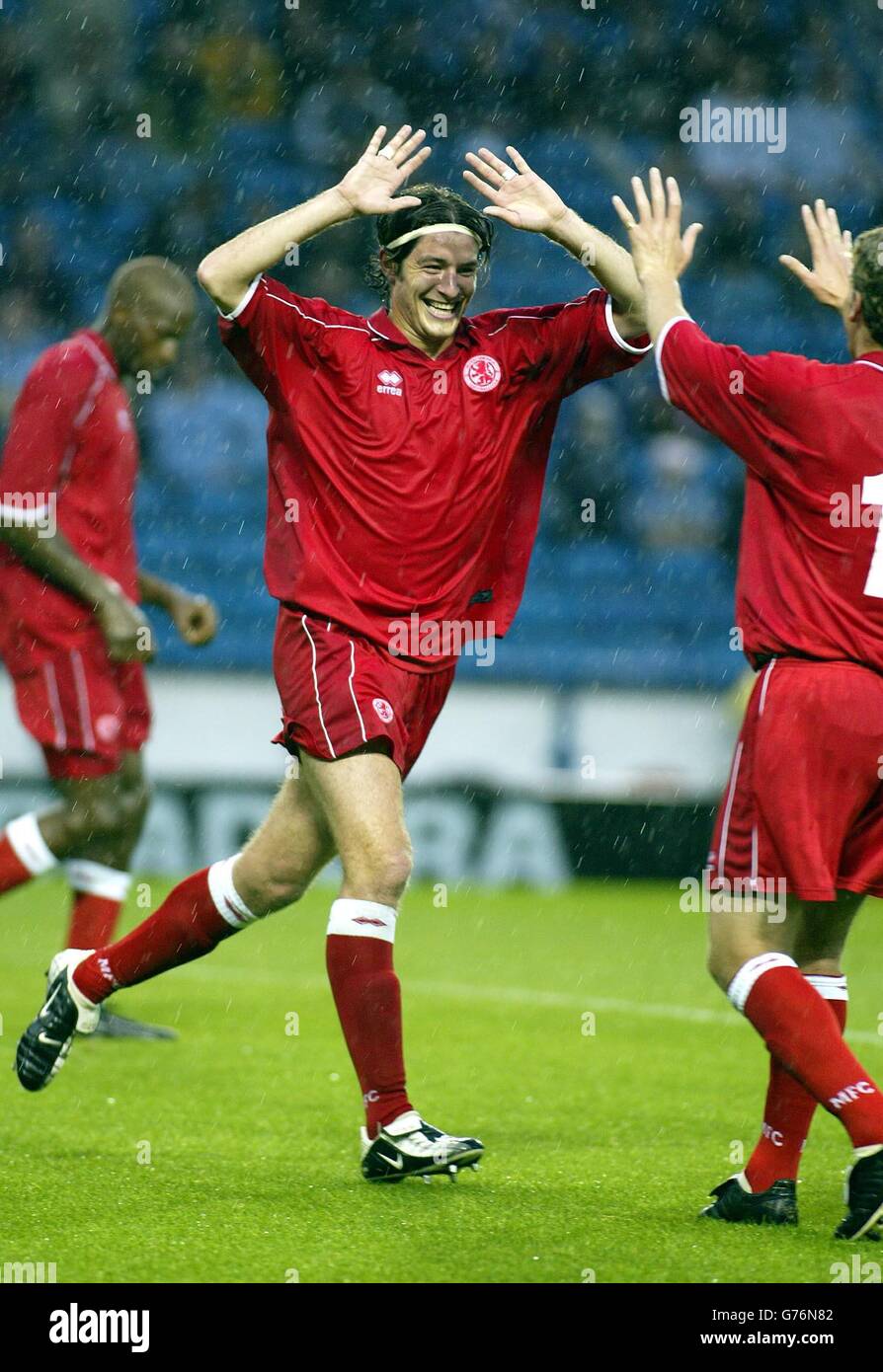 Middlesbrough's Frank Queudrue celebrates after opening the scoring ...