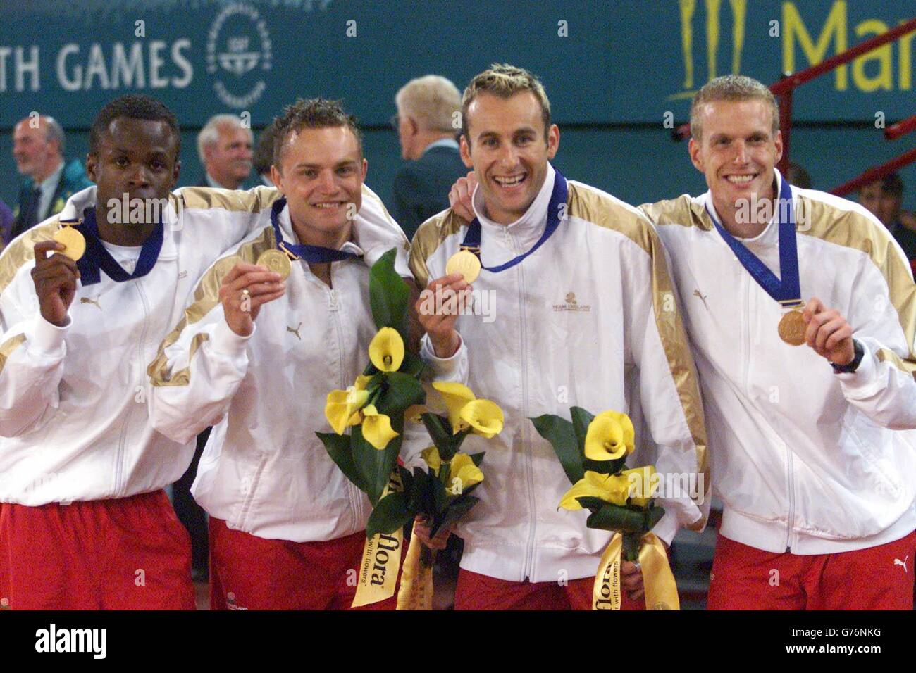 England's Daniel Caines, Jared Deacon, Chris Rawlinson and Sean Baldock ...