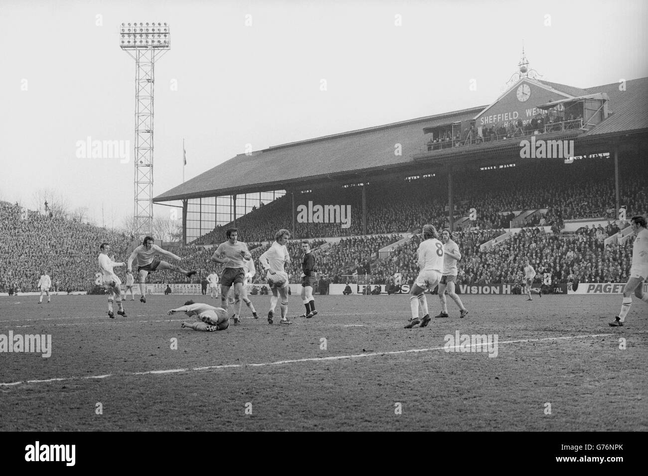 Peter Storey (l) scores Arsenal's first goal against Stoke City in the ...