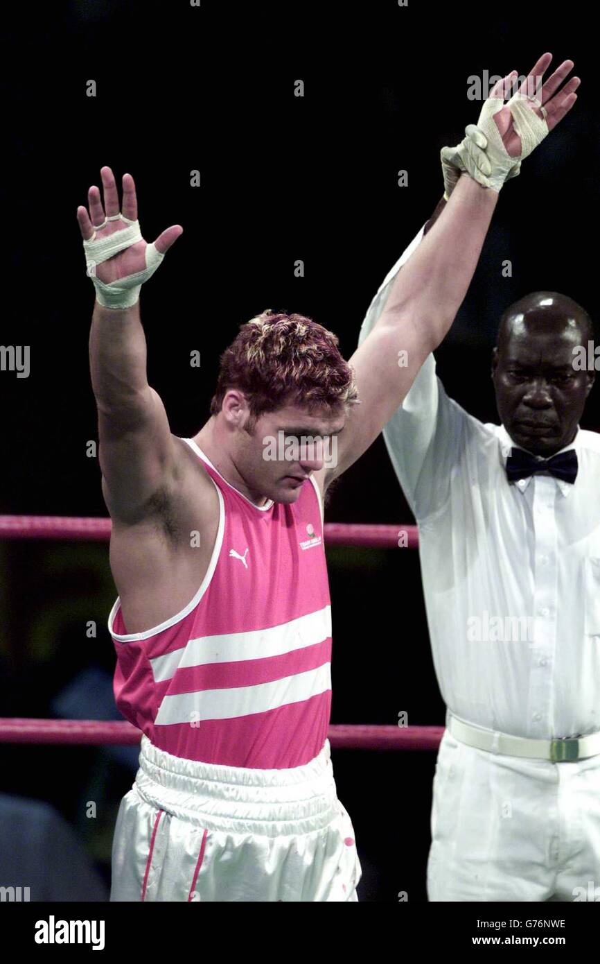 England's David Dolan celebrates winning his Commonwealth Super ...
