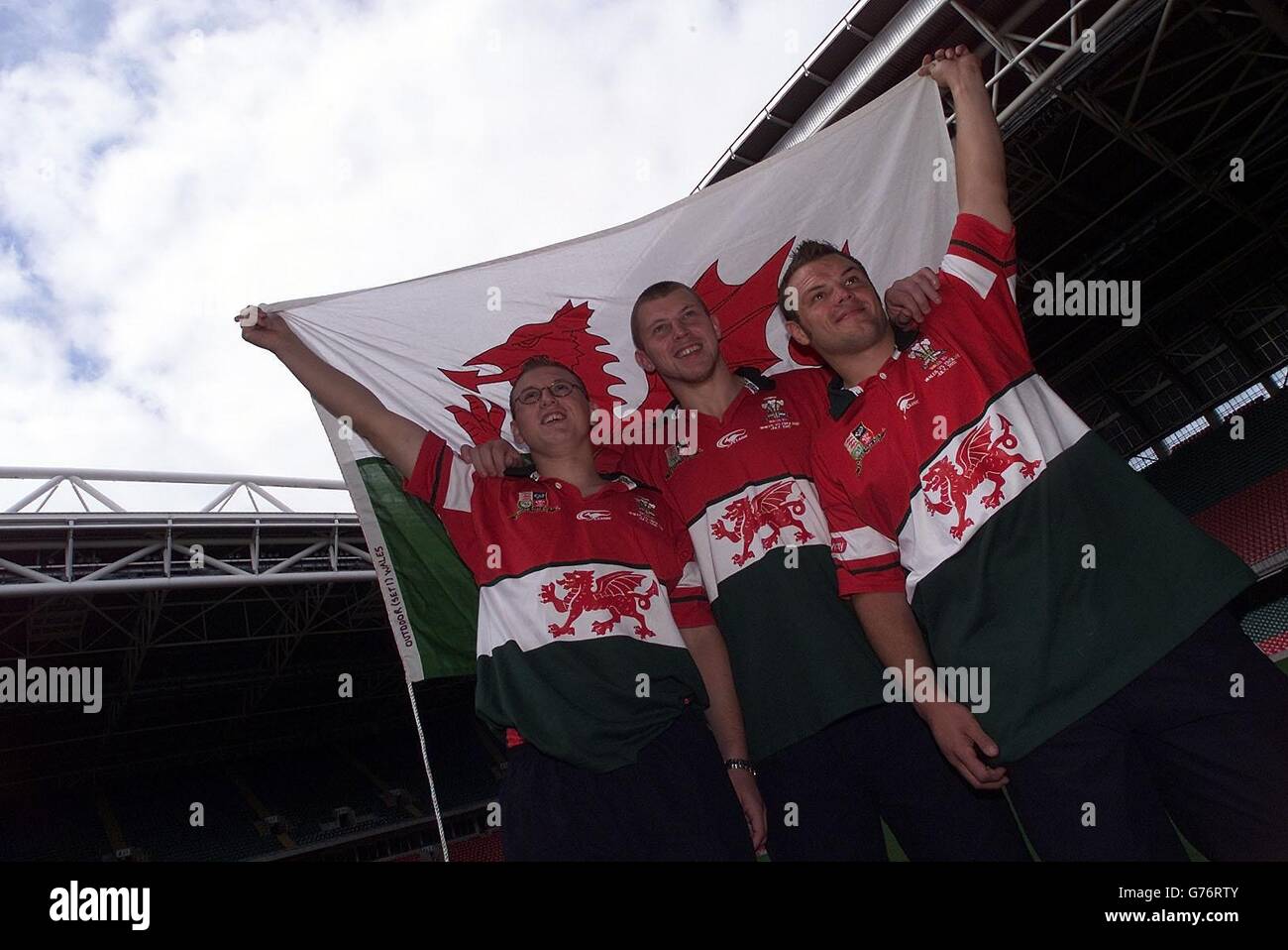 Wales Rugby League players (left to right) Jon Breakingbury, David ...