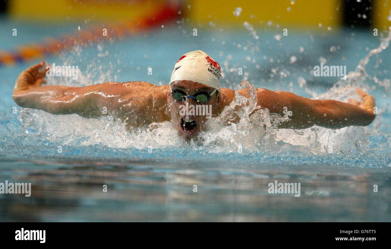 Steve Parry during qualifying heats in the 100m butterfly at the 2002 ...