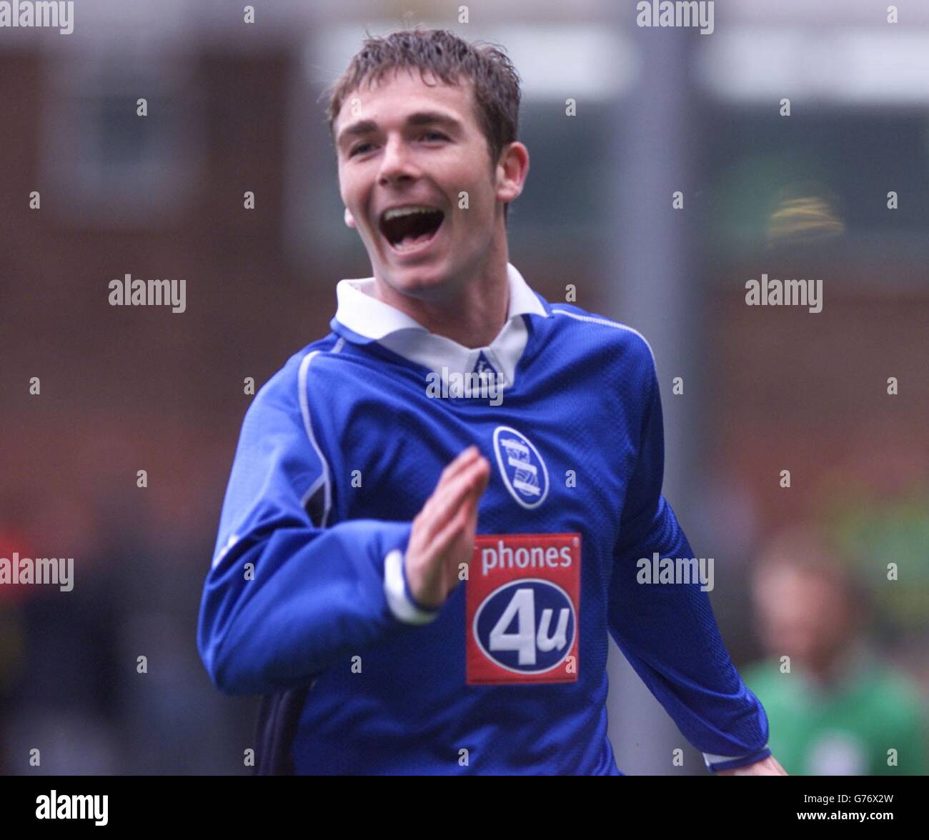 Bryan Hughes celebrates scoring the Birmingham City goal in his team's ...