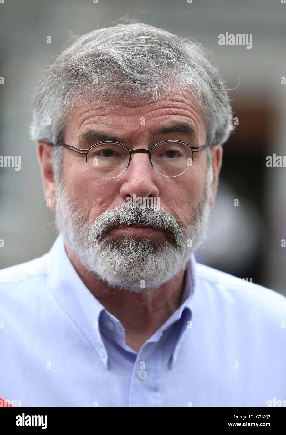 Sinn Fein leader Gerry Adams speaks to the media at Leinster House in ...