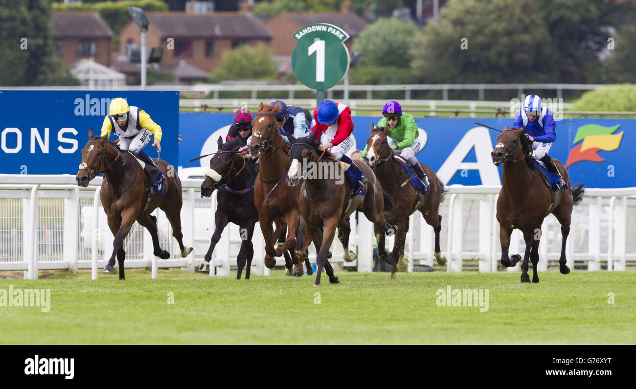 Ryan Moore (red sleeves) on Royal Seal winning the Gary Tuck Memorial ...