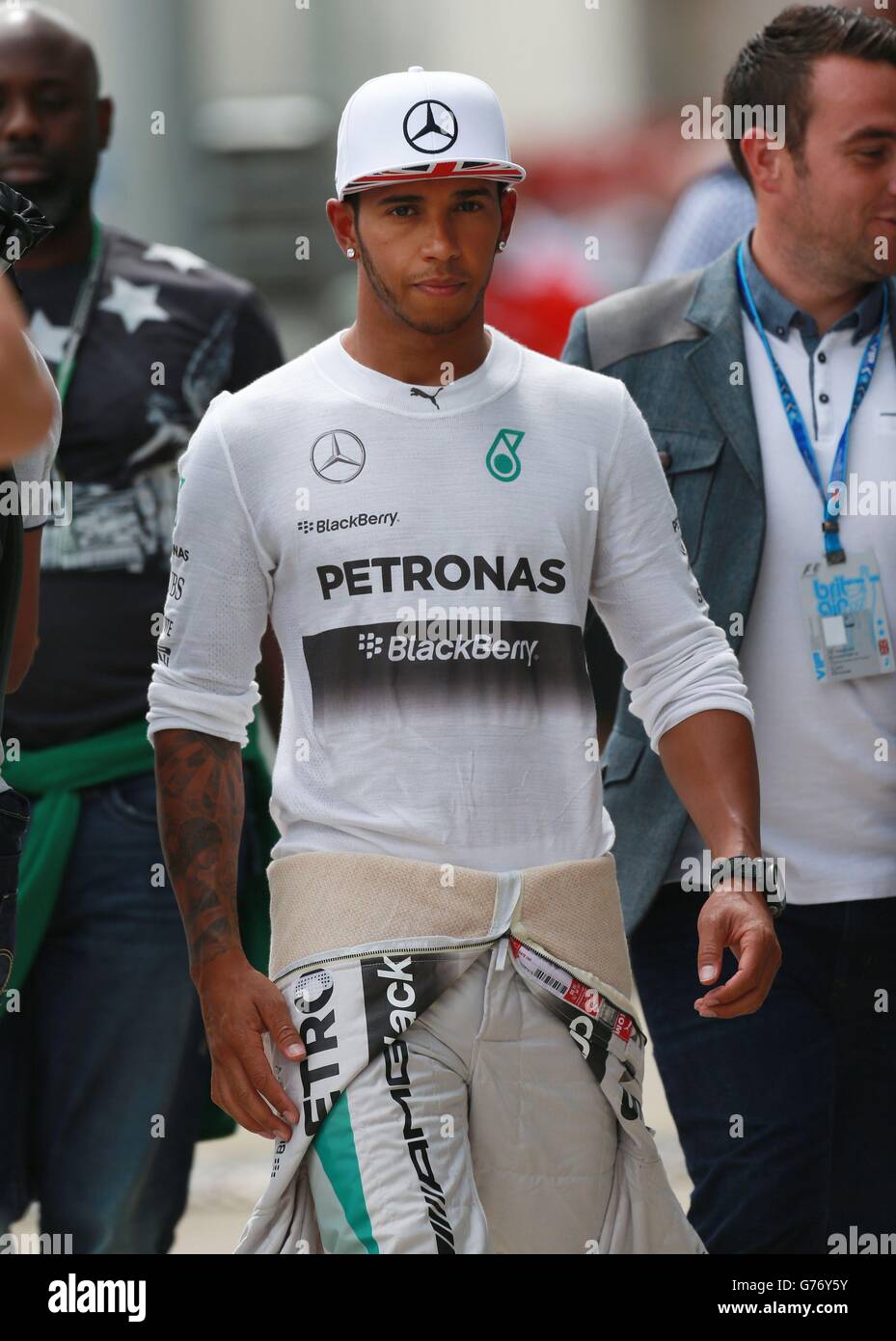 Mercedes Lewis Hamilton after qualifying for the 2014 British Grand ...