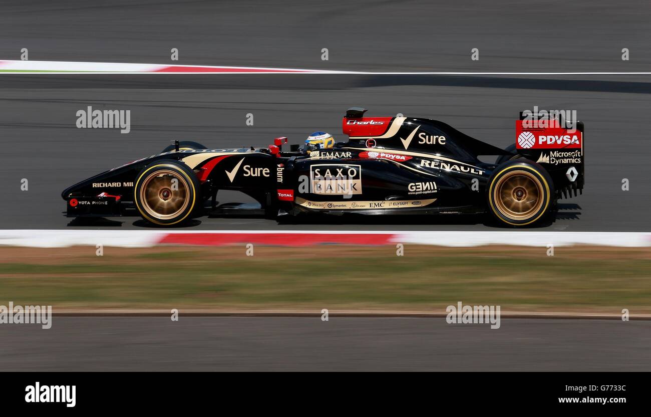 Lotus' Charles Pic tests the new Pirelli tyres during Mid Season ...