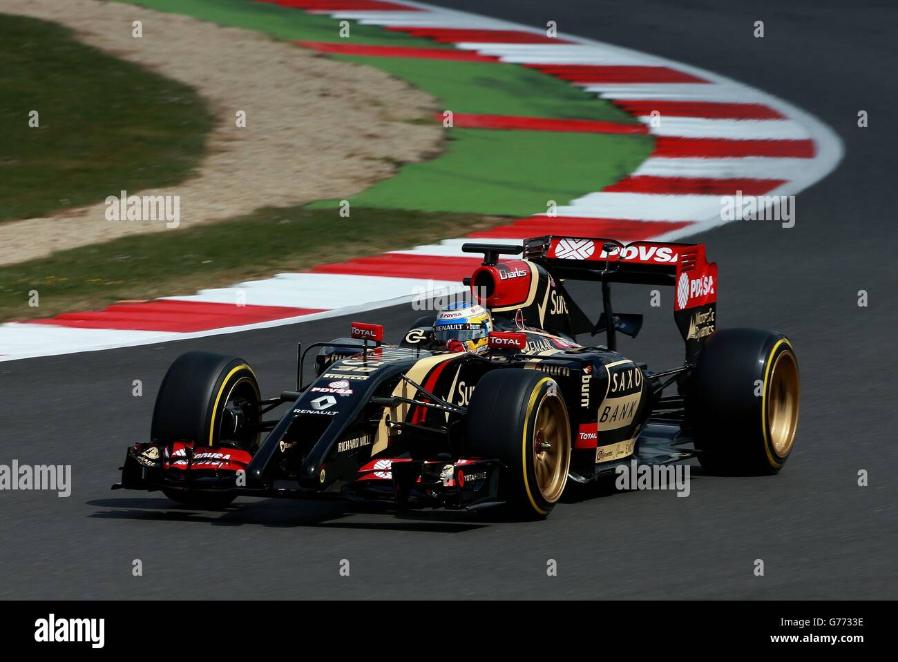 Lotus' Charles Pic tests the new Pirelli tyres during Mid Season ...