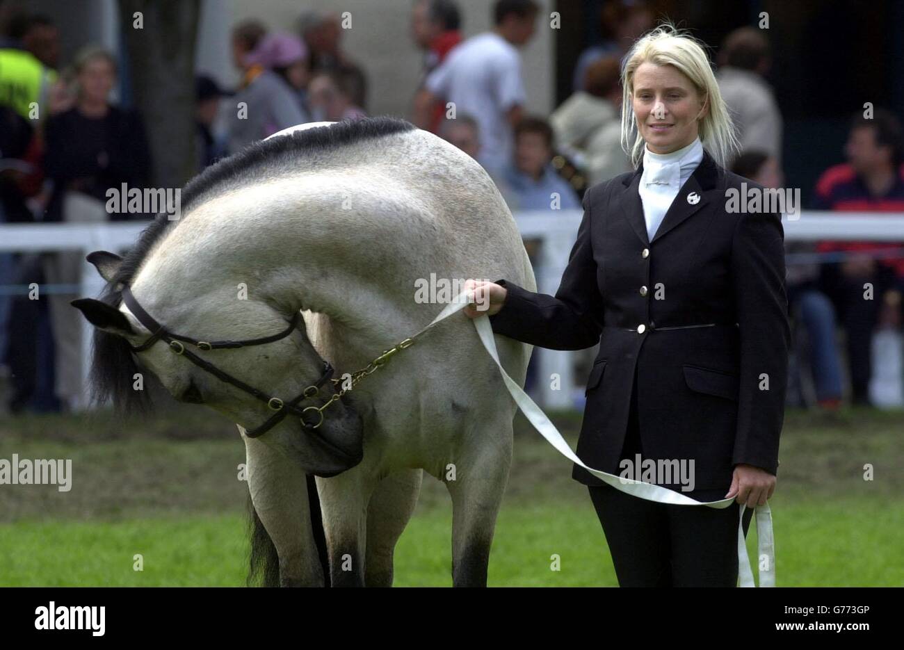 Fiona callaghan with her two year old connemara pony hi-res stock ...