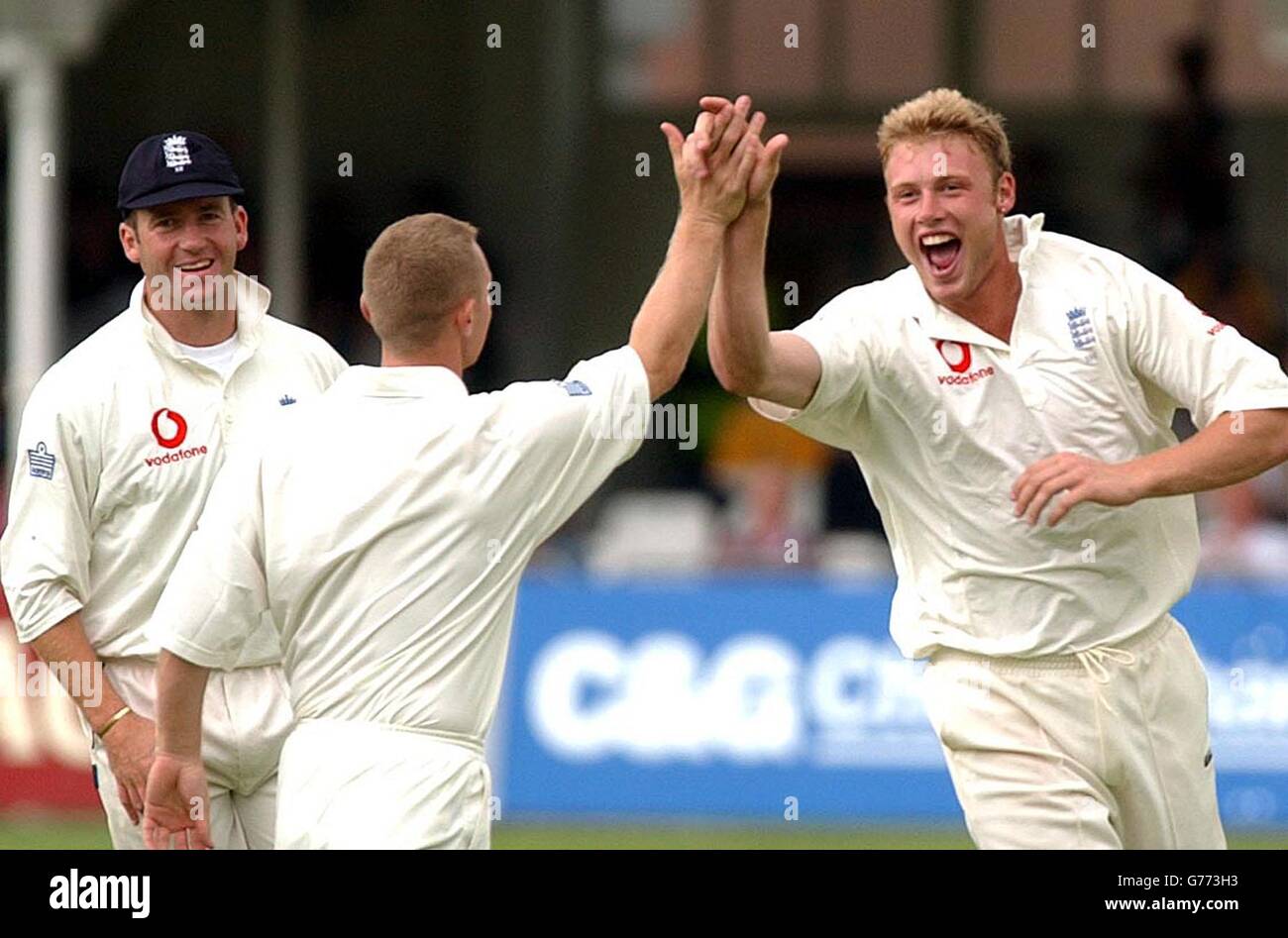 England v India - Andrew Flintoff celebrates Stock Photo - Alamy