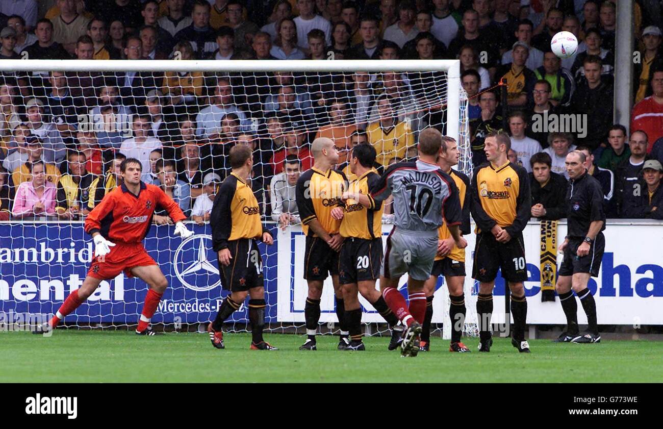 Darlington's Neil Maddison takes a free kick against Cambridge during ...