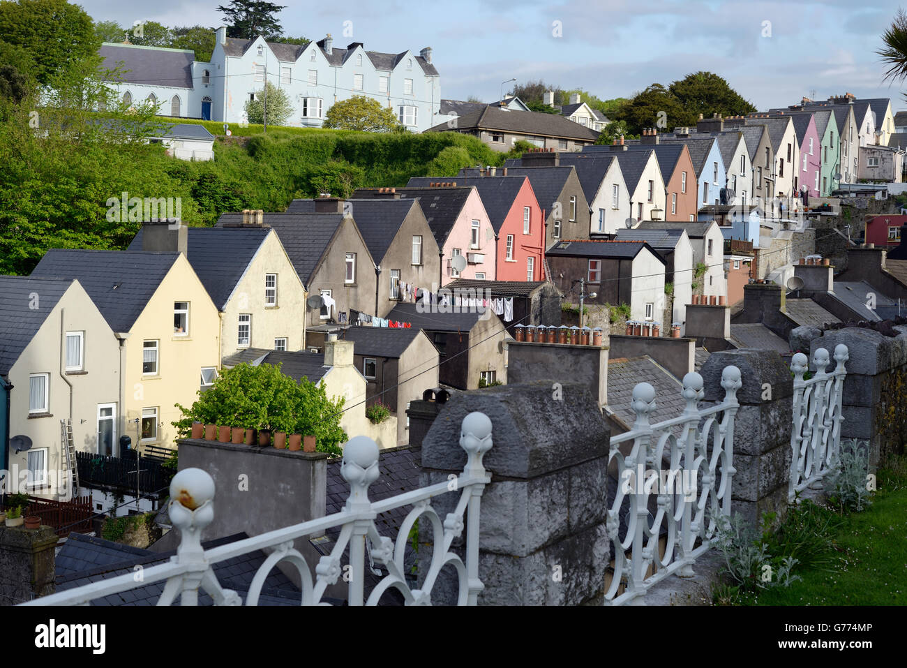view of cobh town houses in county cork ireland from the catherdral ...