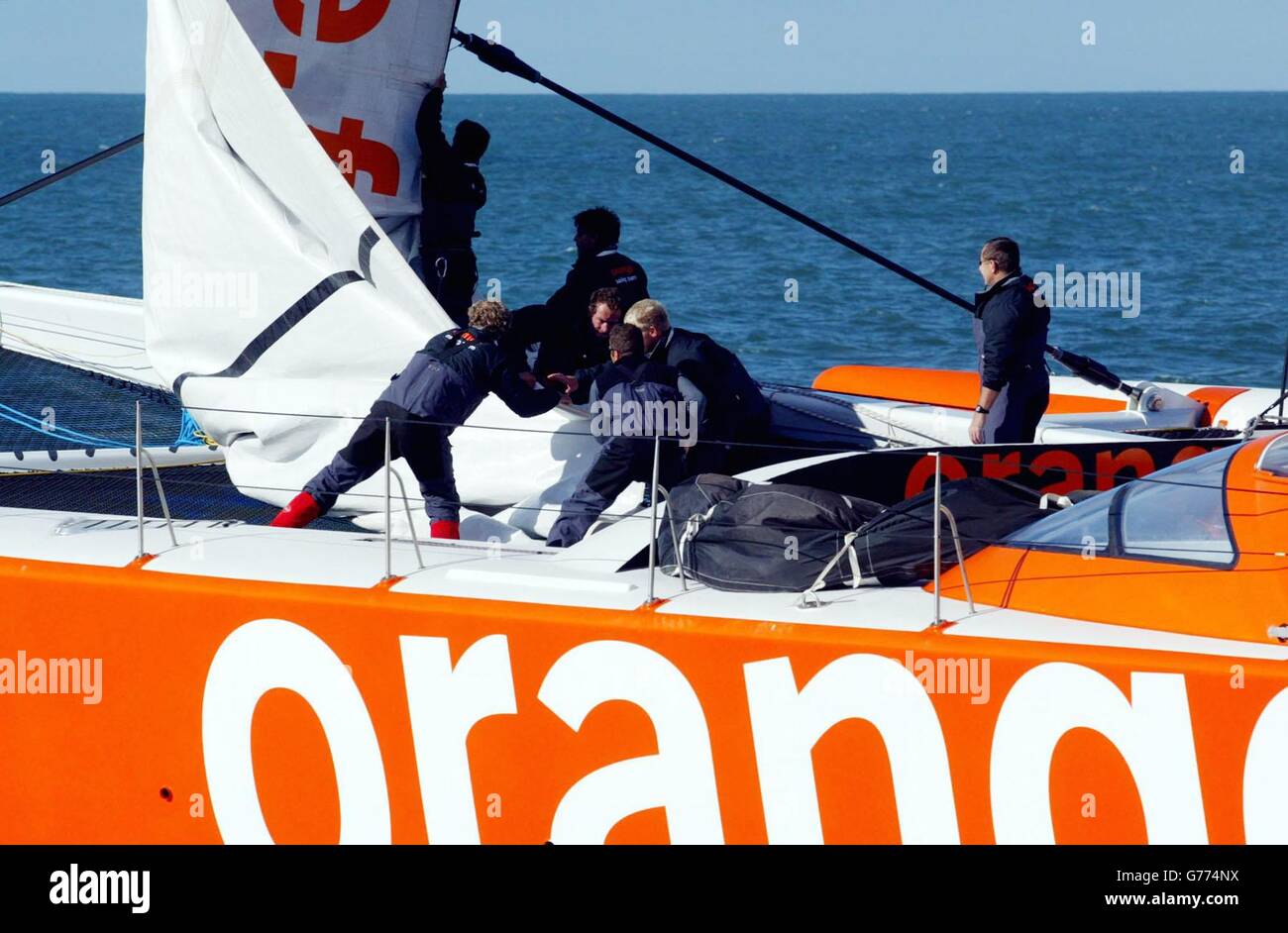 Bruno Peyron - Orange Catamaran record challenge Stock Photo - Alamy