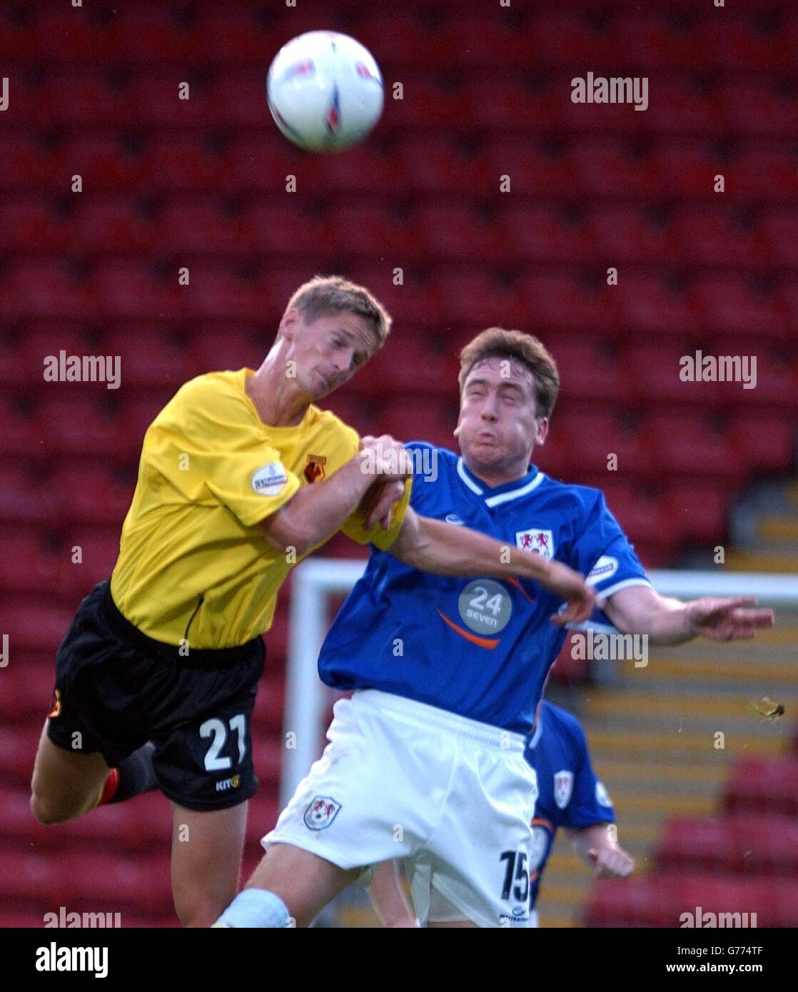 Watfords dominic foley left and millwalls david tuttle hi-res stock ...