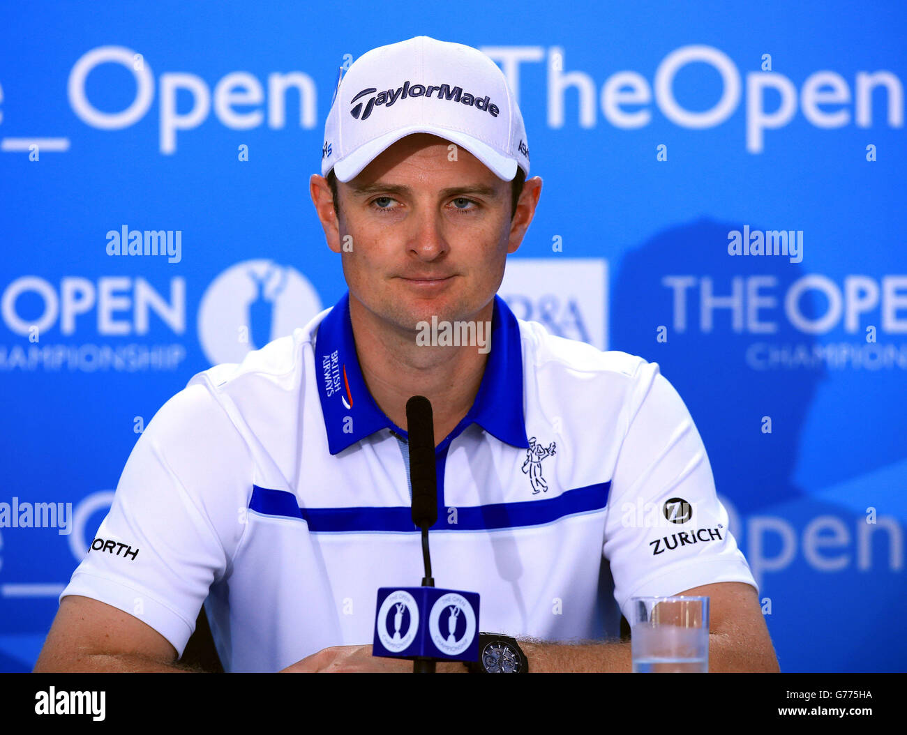 England's Justin Rose during a press conference on practice day three ...