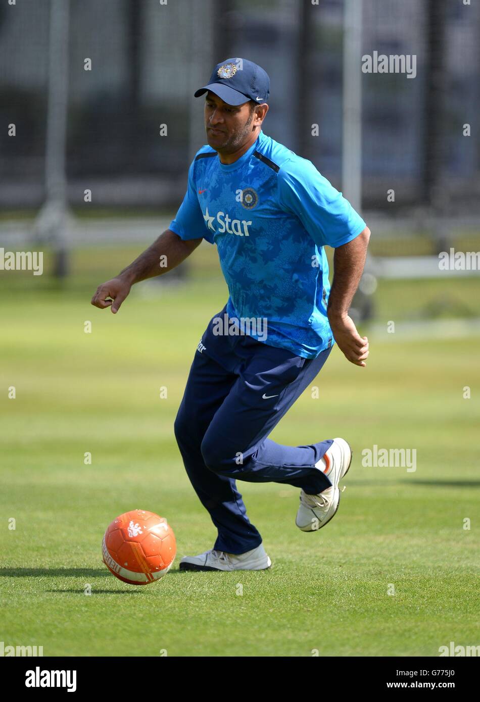 India captain MS Dhoni during a nets session at Lord's Cricket Ground ...