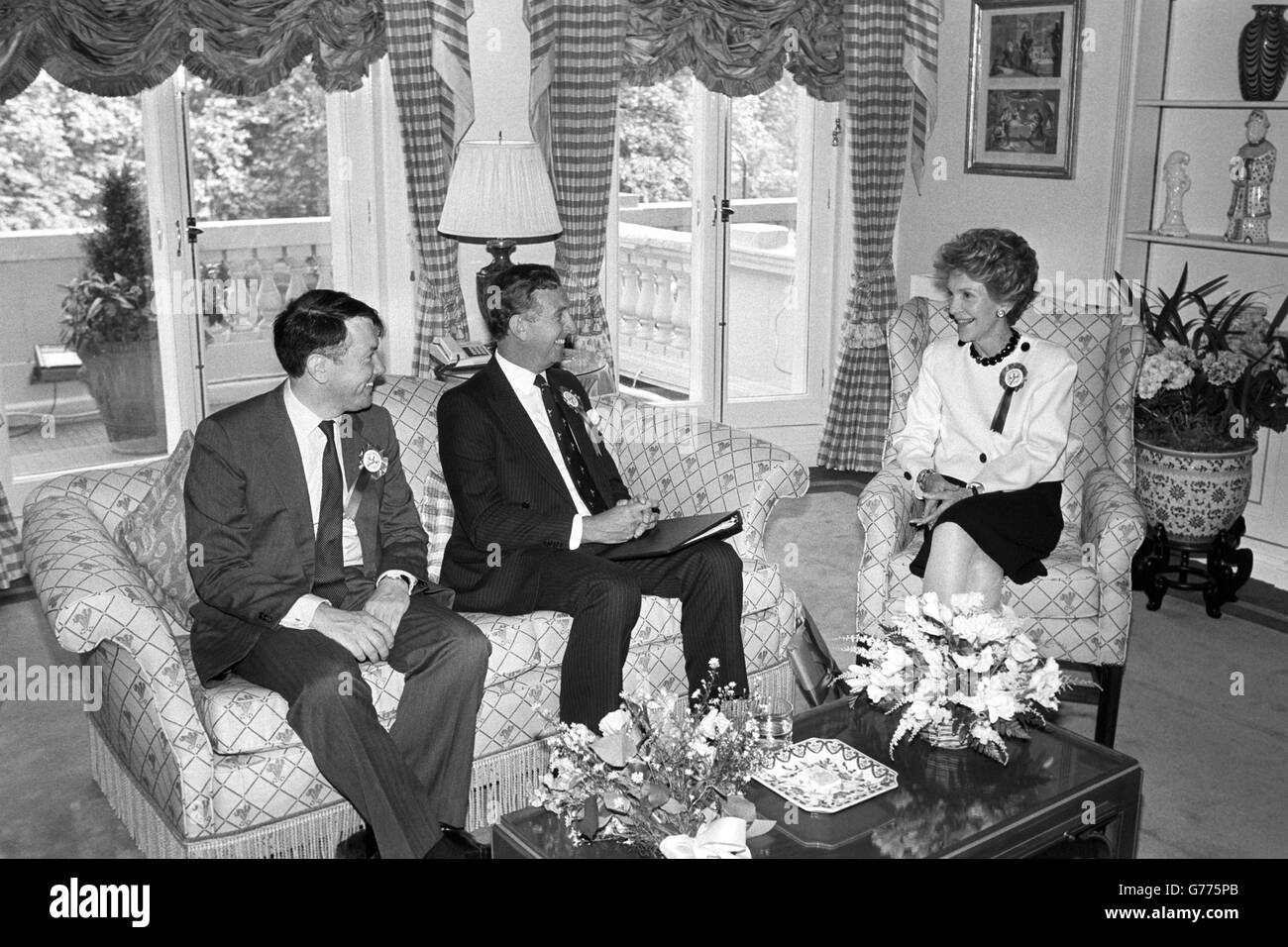 Nancy Reagan, wife of former US President Ronald Reagan, discusses the ...