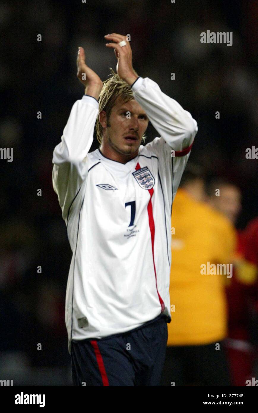 England's David Beckham applauds after the European Championship 2004 ...
