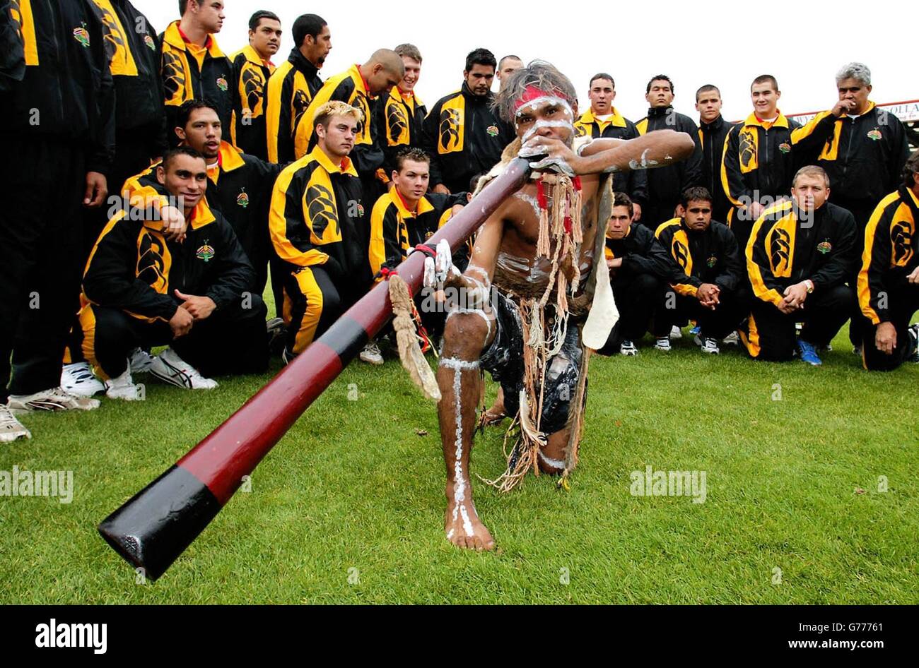 The National Australia Aboriginal Rugby League team pose for their team ...