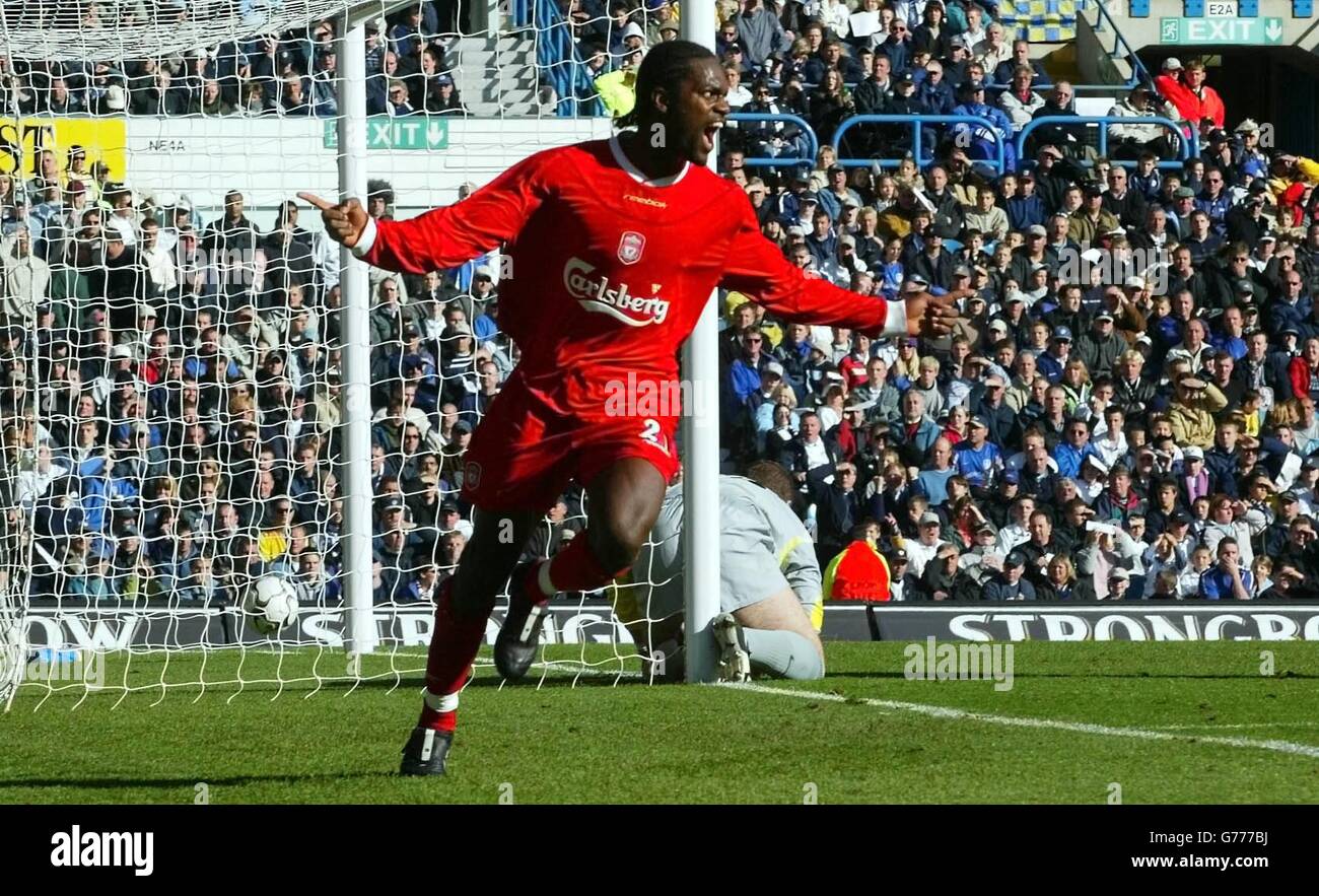Liverpool's Salif Diao celebrates scoring the winning goal during their ...